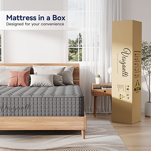 Vesgantti 8 Inch Multilayer Hybrid Twin Mattress - Multiple Sizes & Styles Available, Ergonomic Design with Memory Foam and Pocket Spring, Medium Firm Feel, Grey
