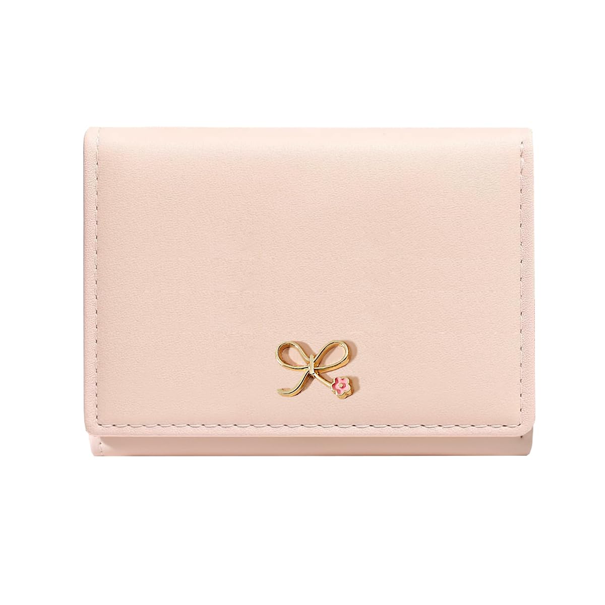 Sunwel Fashion Girls Cute Wallet Coquette Bow Wallet Small Wallet Slim Credit Card Holder ID Window for Women (PINK)