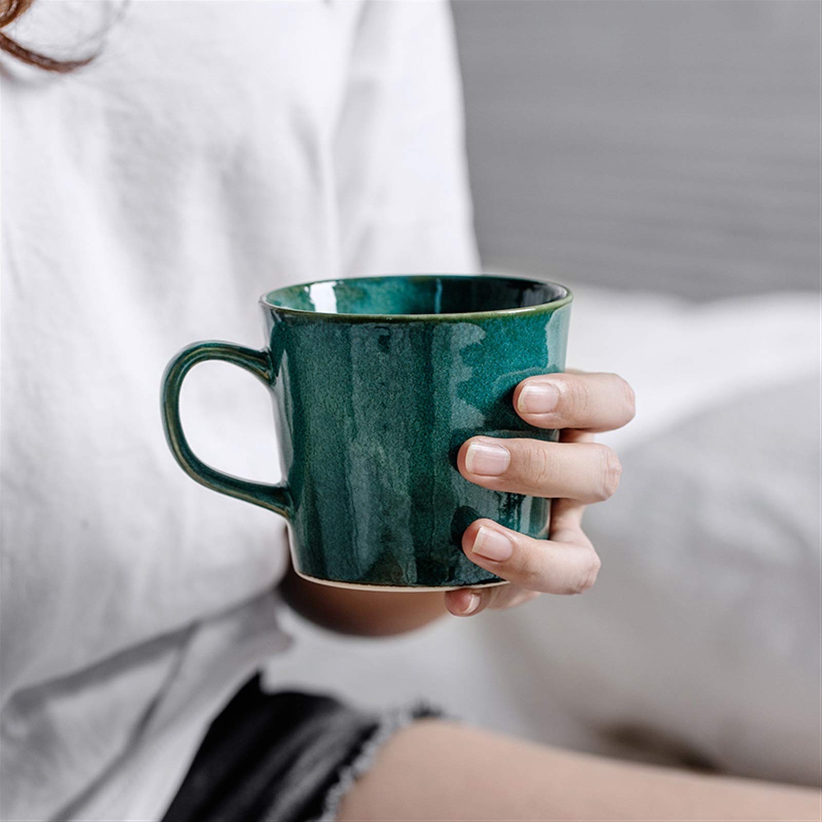 Mug, Japanese Ceramic Cup, Simple Home Breakfast Cup, Ins Style, Suitable for Coffee, Milk, Tea (320 Ml) (Color : Yellow)