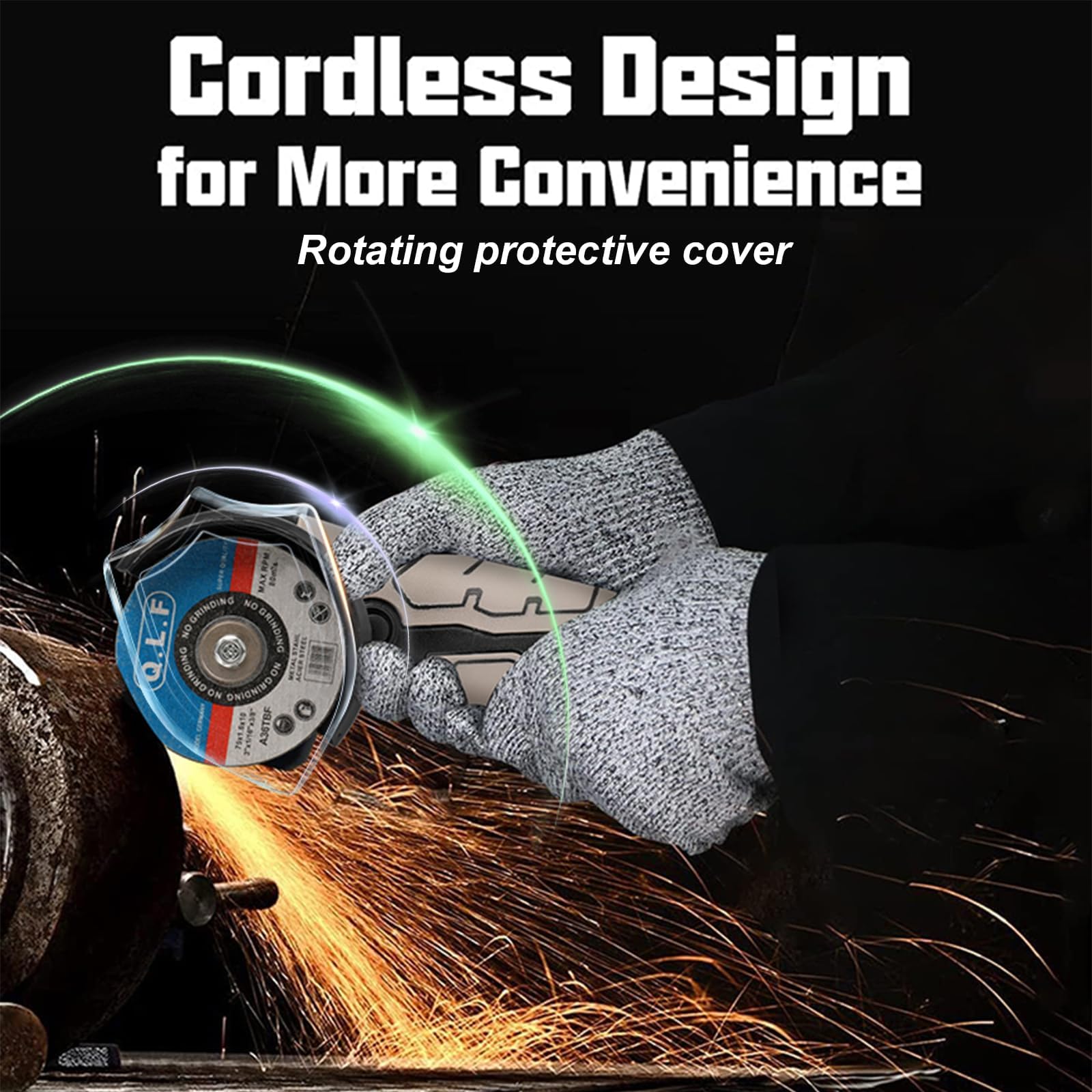 ZFULVO Cordless Brush Angle Grinder Kit, 19500rpm Mini Electric Angle Grinding Tool with 2pcs 16.8V 2000mAh Batteries and 5-Cutting Discs, Grinder Handheld Cutter for Metal Wood