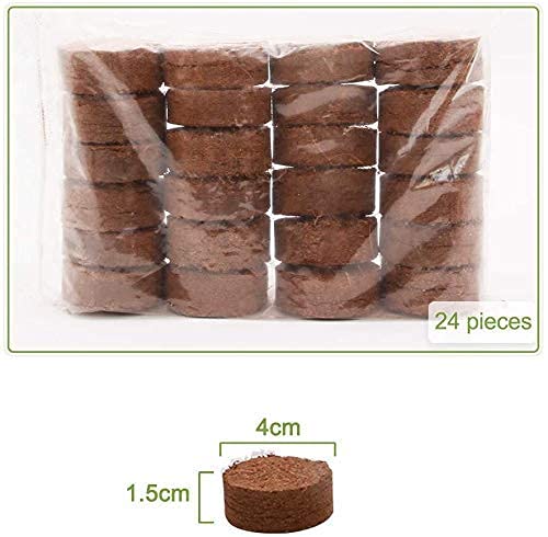 Indoor Potting Soil,Plant Soil - Compressed Coir Fiber Growing Media Organic Indoor Potting Soil for Plants 1.6 inch 24 Count
