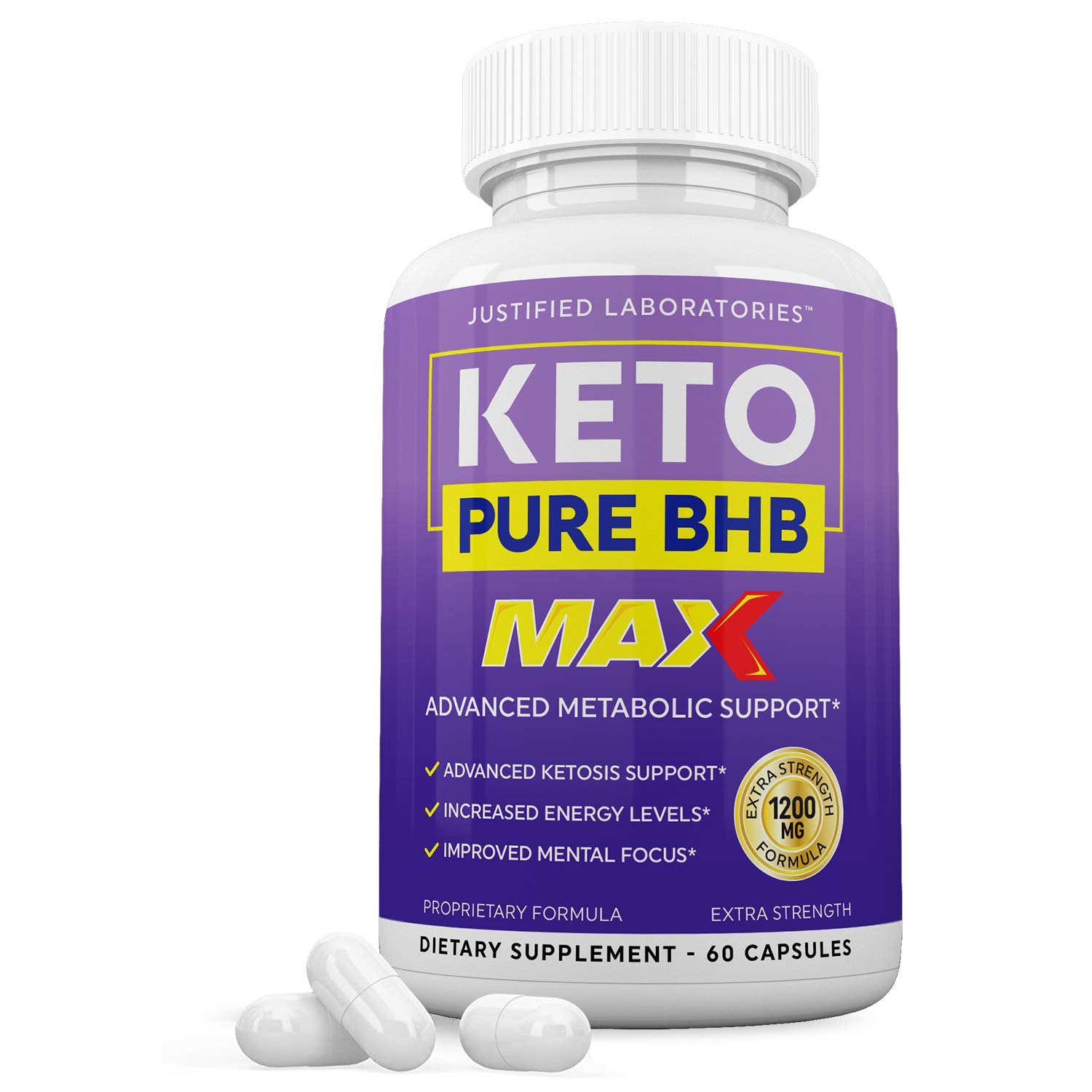 Keto Pure BHB Max1200mg Pills Ketogenic Supplement Includes goBHB Exogenous Ketones Apple Cider Vinegar Macadamia Nut Oil and Green Tea Advanced Ketosis Support for Men Women 60 Capsules