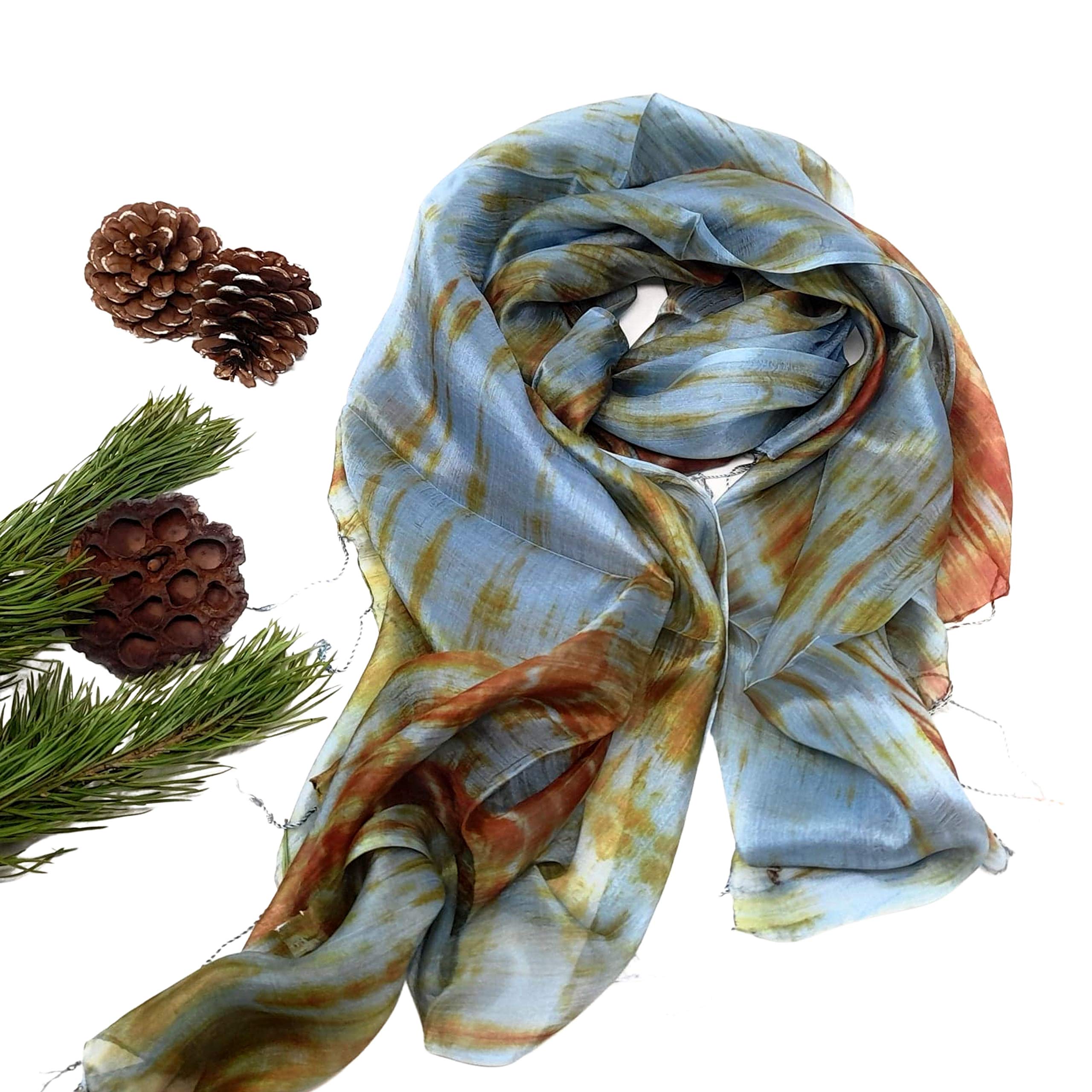 Millie & Boo Silk Scarf | Woman's 100% Silk Scarves Shawls and Wraps for Evening Dresses | Blue Green Silk Scarf