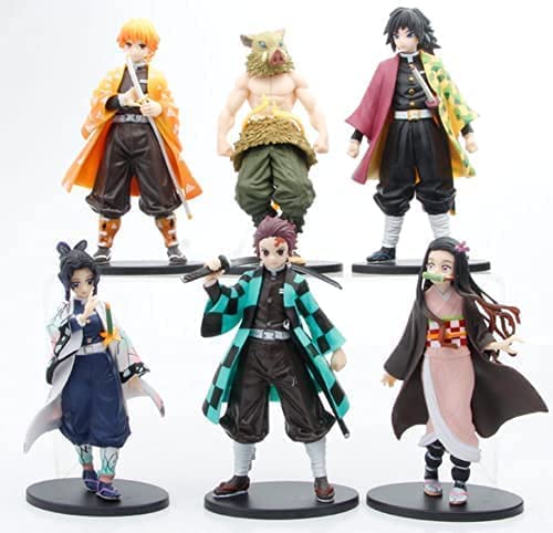 Qivmreti 6pcs Dé.mon Slayer Toy,Dé.mon Slayer Figures,Dé.mon Slayer Action Figure,Tanjirò Kamadò Figure,Tanjirò Kamadò Action Figure,Tanjirò Kamado Toy (Blue)