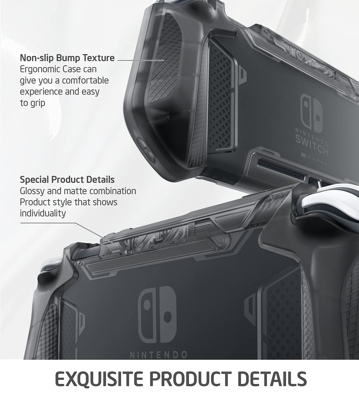 Mumba Grip Case for Nintendo Switch Lite, [Blade Series] TPU Protective Portable Cover Accessories Compatible with Switch Lite Console 2019 Release (FrostBlack)