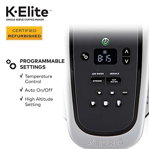 Keurig K-Elite Coffee Maker, Single Serve K-Cup Pod Coffee Brewer, With Iced Coffee Capability, Brushed Slate (Renewed), 12oz Steel Brew Size, Programmable,