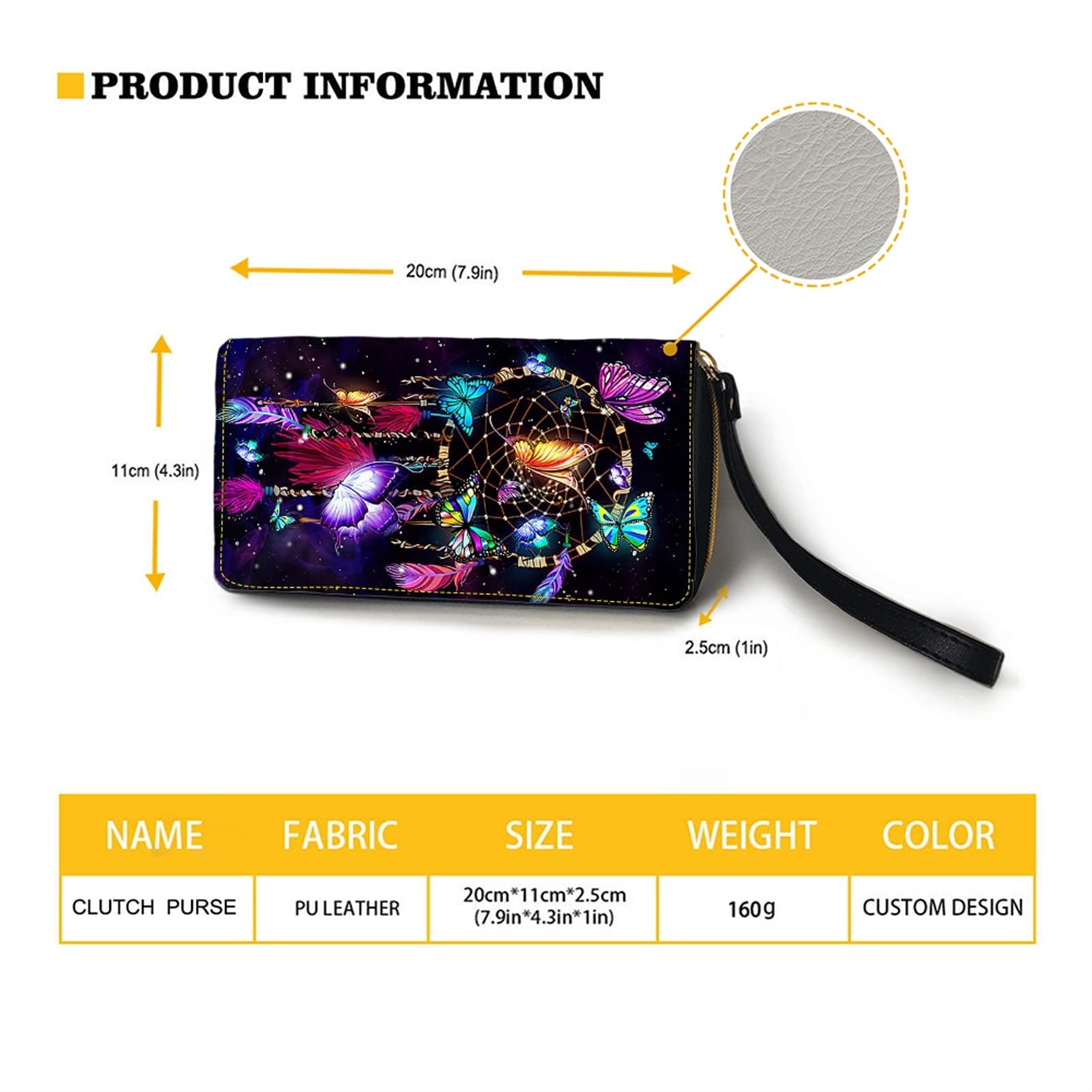 SCRAWLGOD Long Wristlet Wallets for Women's Galaxy Dreamcatcher Butterfly Print Leather Around Zipper Purse Organize