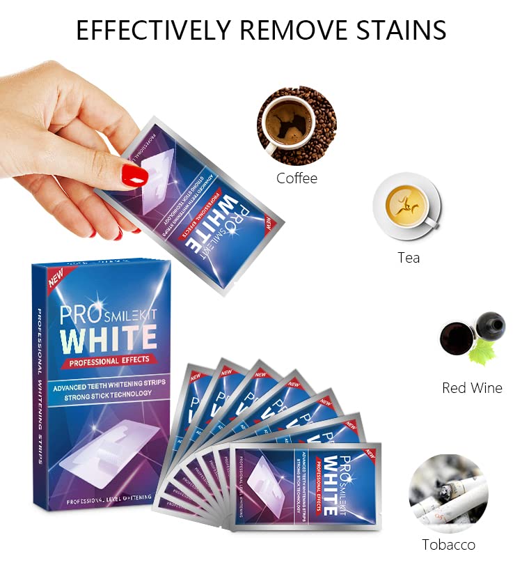 Teeth Whitening Strips for Non-Sensitive Professional Effect Teeth Whitening of 28 Whitener Strips (14 Treatments) (White Transparent)