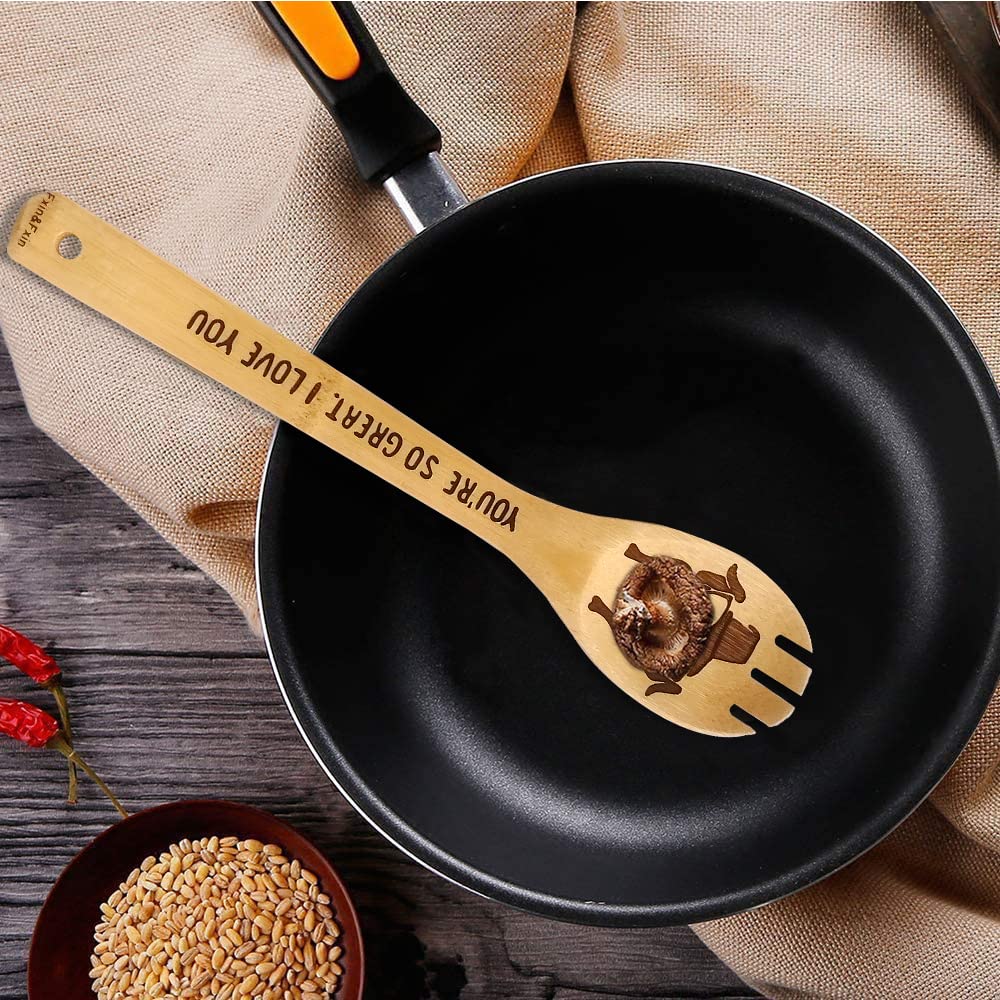 Kitchen Utensils Set Burned Wooden Cooking Utensil for Cookware Kitchen Gadget Spoons Spatulas Fork for Cooking Salad House Warming Gift Presents