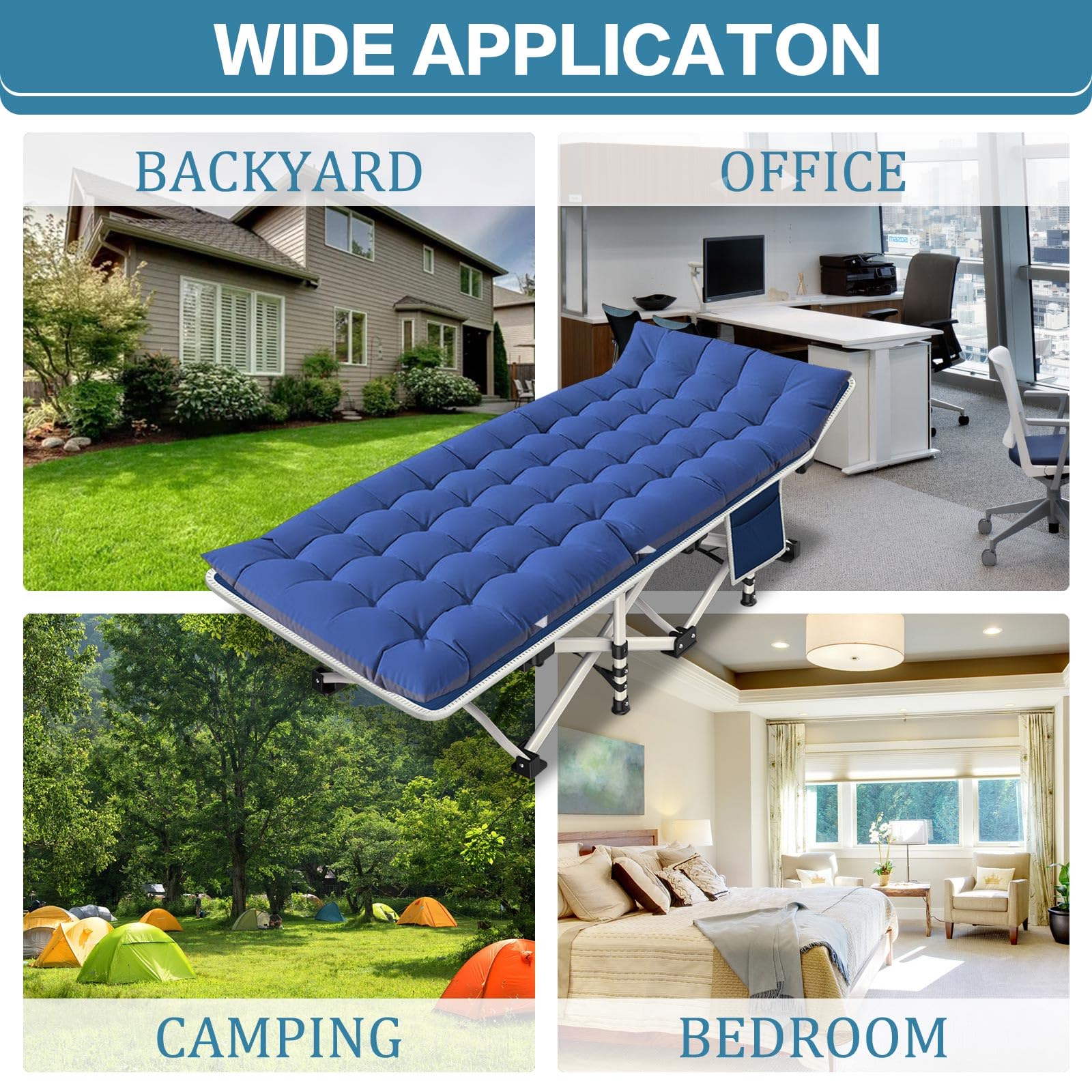NESDCC Camping cot, Camping Bed cots for Sleeping 450LBS(Max Load) 75x28 inches Folding cot with Carry Bag Double Layer Oxford Camping cots Sleeping cots for Adults Office Home Nap Beach Vocation