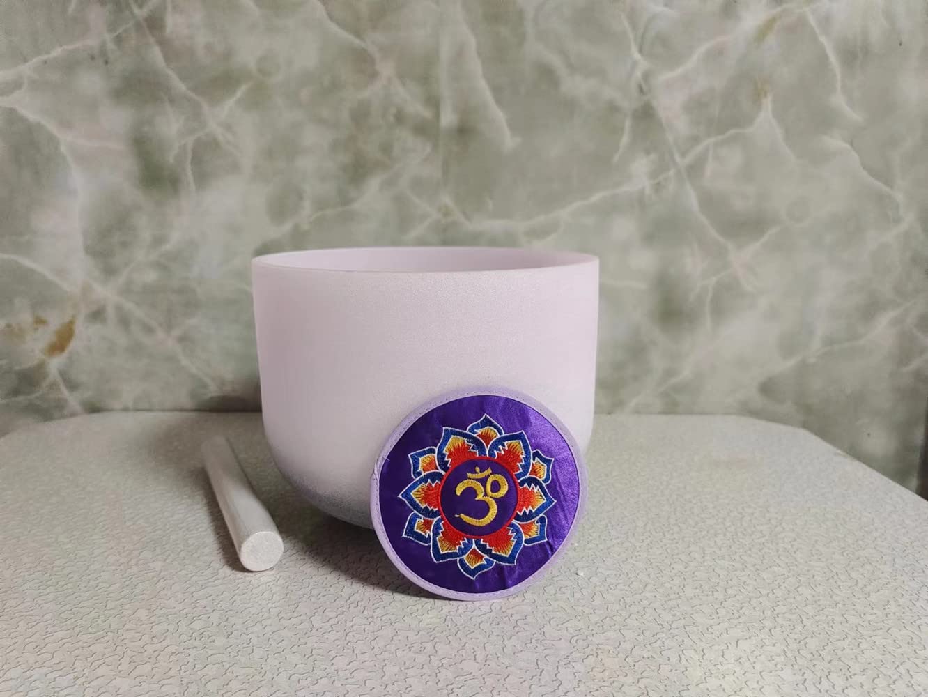 Morganite + Moldavite Gemstone Fusion Crystal Singing Bowl B Crown Chakra 9 inch with Free Suede Striker and O ring