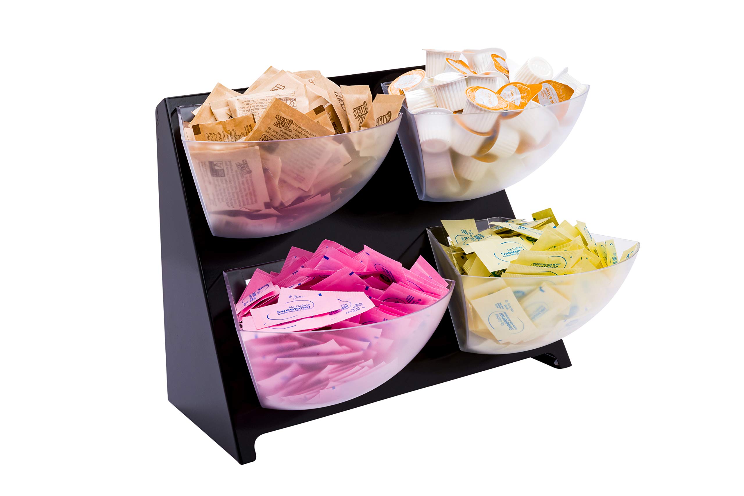 Restaurantware Met Lux 15.4 x 13.4 x 14.6 Inch Coffee Accessory Caddy 1 Premium Coffee And Condiment Organizer - 4 Removable Compartments Black Stainless Steel Breakroom Organizer