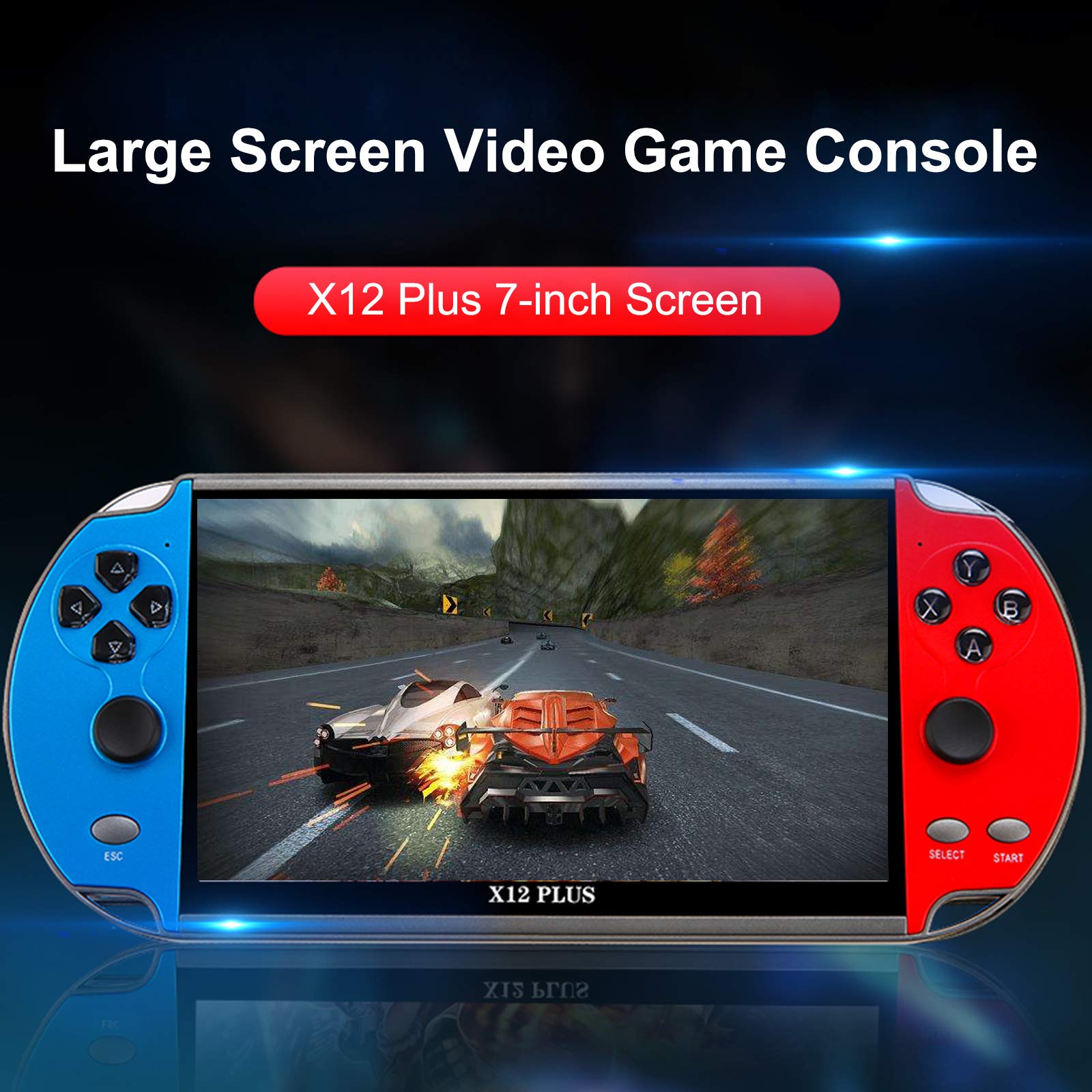 PENCHEN X12 Plus 7 inch Video Game Console Built in 1000 Games 16GB Handheld Double Joystick Game Controller Spupport AV Output TF Card Music E-Book