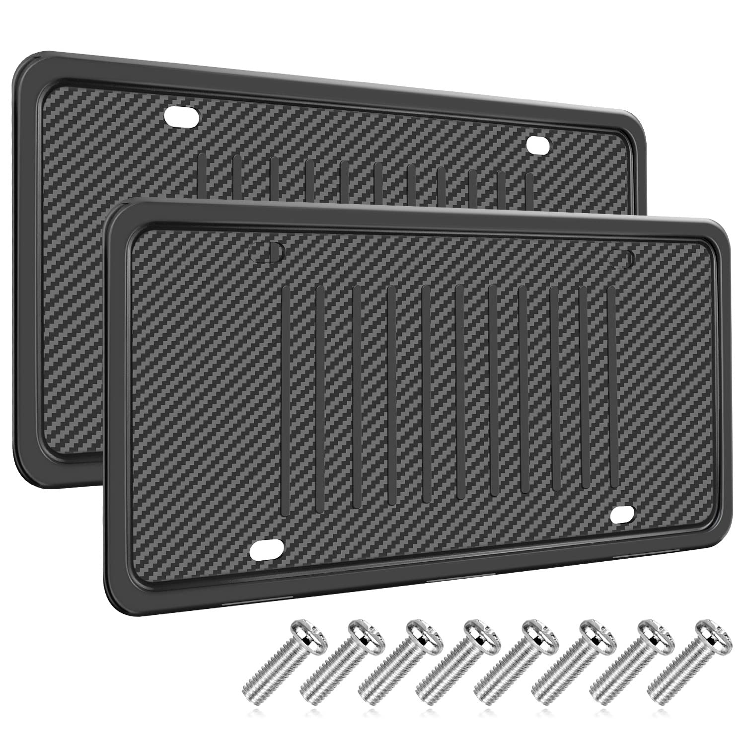 License Plate Frames, Leadstar 2 Pack Black TPU Car License Plate Cover, Universal US Car License Plate Bracket Holder. Rust-Proof, Rattle-Proof, Weather-Proof with Drainage Holes Car Accessories