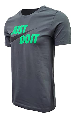 Nike Men's Sportswear Tee Just Do It Swoosh (Large, Dark Grey/Neon Green)