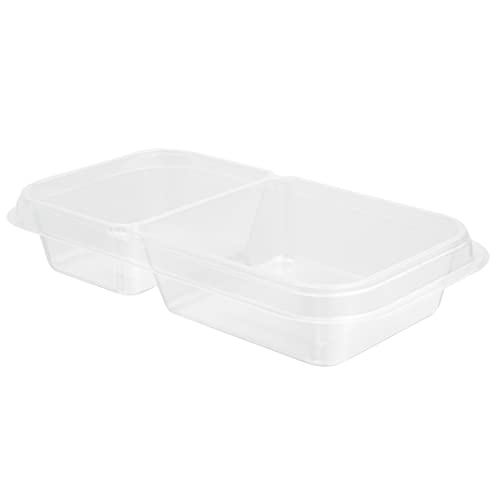 Restaurantware TRAYS ONLY: Futura 15.2 Ounce Trays For Containers 100 Microwavable Trays For 24 34 And 44 Ounce Containers - Containers Sold Separately 2 Compartments Clear Plastic Food Trays