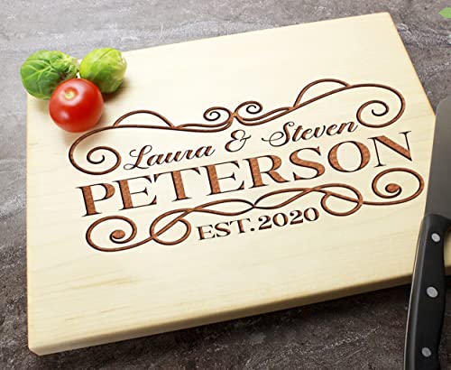 Personalized Mr and Mrs Cutting Board Wedding Gift for Couple Custom Engraved Cutting Board
