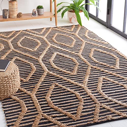 Safavieh Natural Fiber Collection Accent Rug - 3' x 5', Black & Natural, Flat Weave Farmhouse Geometric Jute Design, Ideal for High Traffic Areas in Entryway, Living Room, Bedroom (NF378Z)