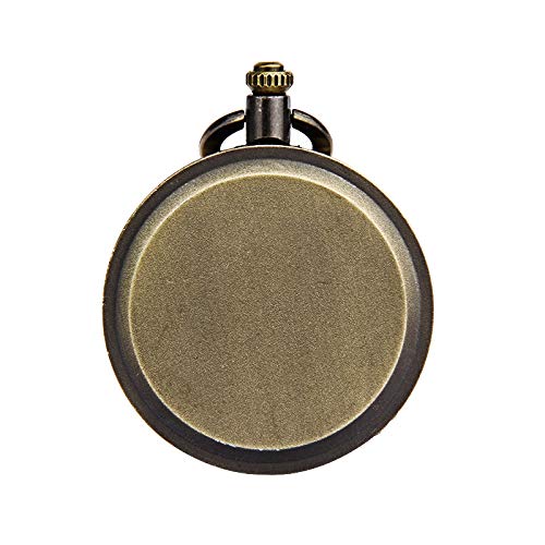 JewelryWe Bronze Retro Pocket Watch United States Navy Engraved Men's Quartz Pocket Watch for Christmas