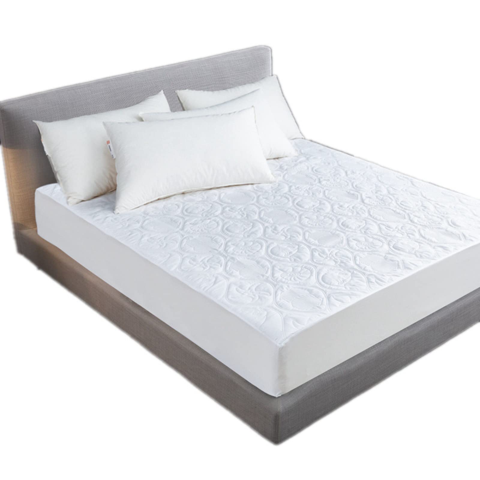 Moisture Wicking Fitted Bed Sheets,Quilted Waterproof Fitted Sheet, Solid Color Non-Slip Printed Mattress Cover,Fits 12β/30cm Deep Mattresses Bed Cover,Grey,80X200cm+30cm