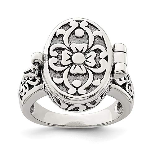 IceCarats 925 Sterling Silver Vintage Oval Locket Ring Size 8