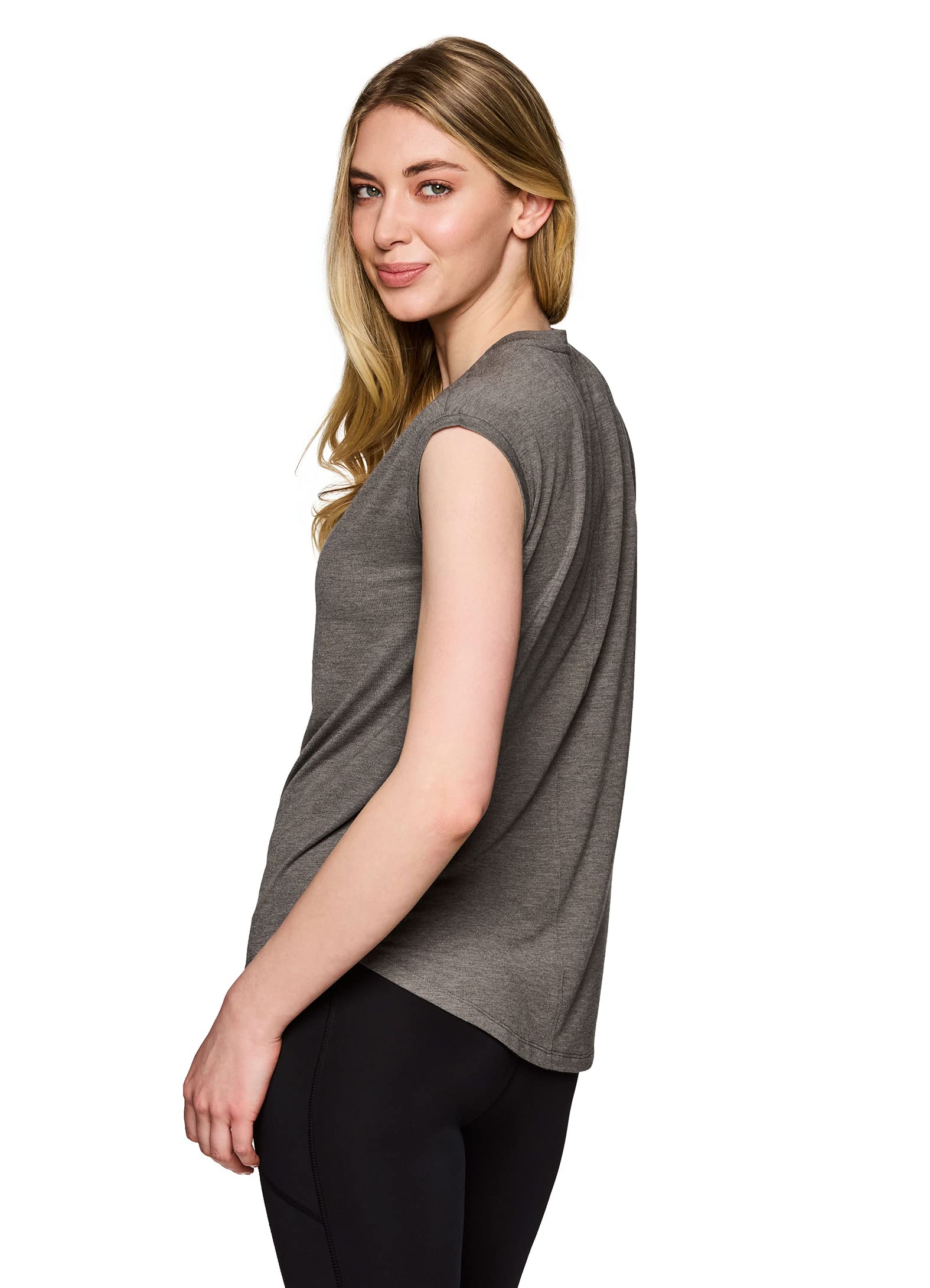 RBX Women's Fashion Workout Breathable V-Neck Soft Jersey Gym Yoga Tee S22 Olive XXL