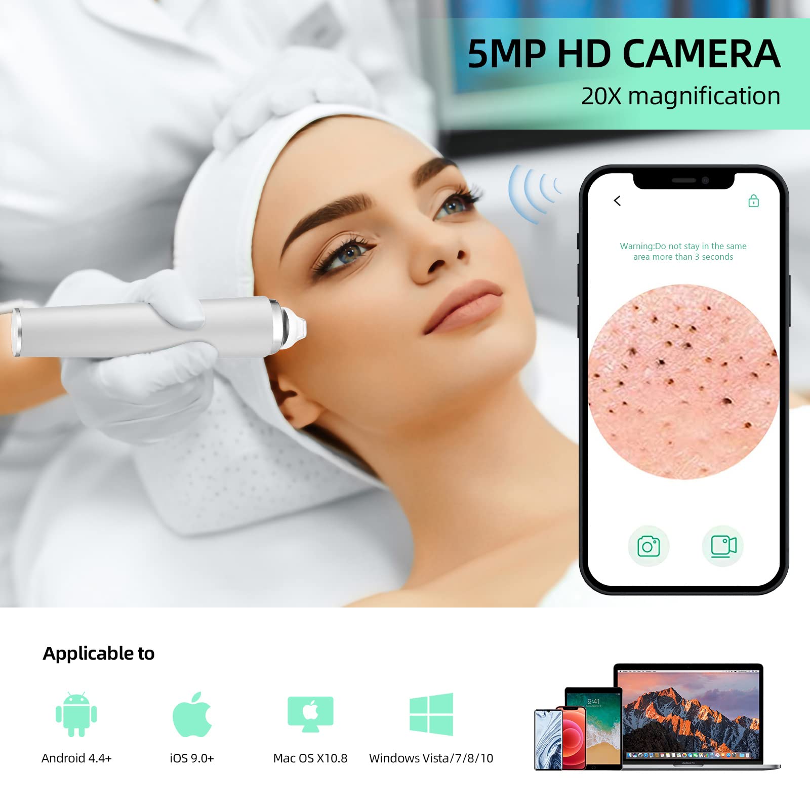 PSKMKS Blackhead Remover Vacuum with Camera 2021 Upgraded 5.0 MP Visual Facial Pore Cleaner USB Rechargeable Acne Comedone Whitehead Extractor Sucker Tool Blackhead Remover Kit Suction for Women & Men