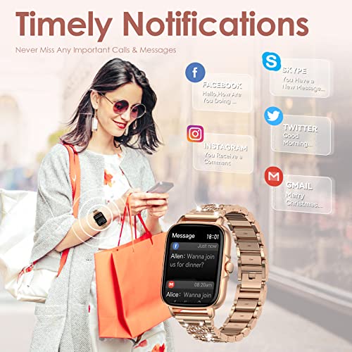 Smart Watch for Women Bluetooth Dial Call Speaker Fitness Tracker with Heart Rate Monitor Sleep Tracker Pedometer Smartwatch 1.69" HD Full Touch Screen Activity Tracker Watch for iPhone Android