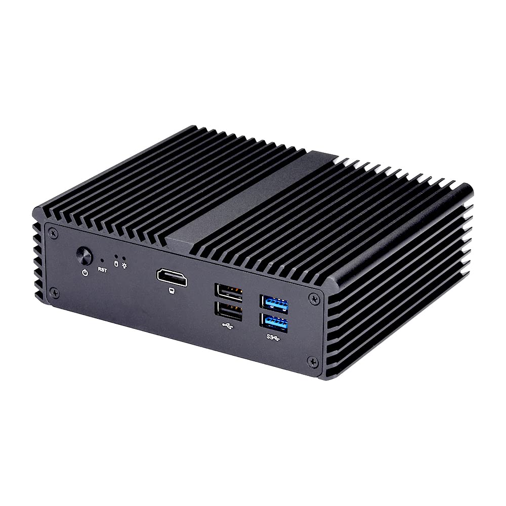 Qotom-Q730G5-S08 Fanless Mini PC Intel Celeron J4105 Quad Core 5X Intel I225-V 2.5G Soft Router LAN Firewall AES-NI (8G DDR4 RAM + 512G MSATA SSD)