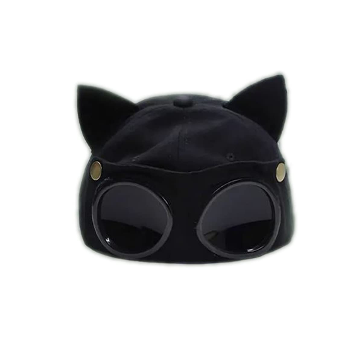 Retro Aviator Hat Glasses Peaked Cap Sunglasses Cat Ears Baseball Cap Hip Hop Mask (Black)