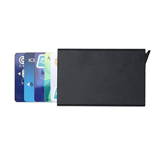 Men RFID Blocking ID Credit Card Holder Slim Money Travel Wallet Stainless Steel (Matte Black)