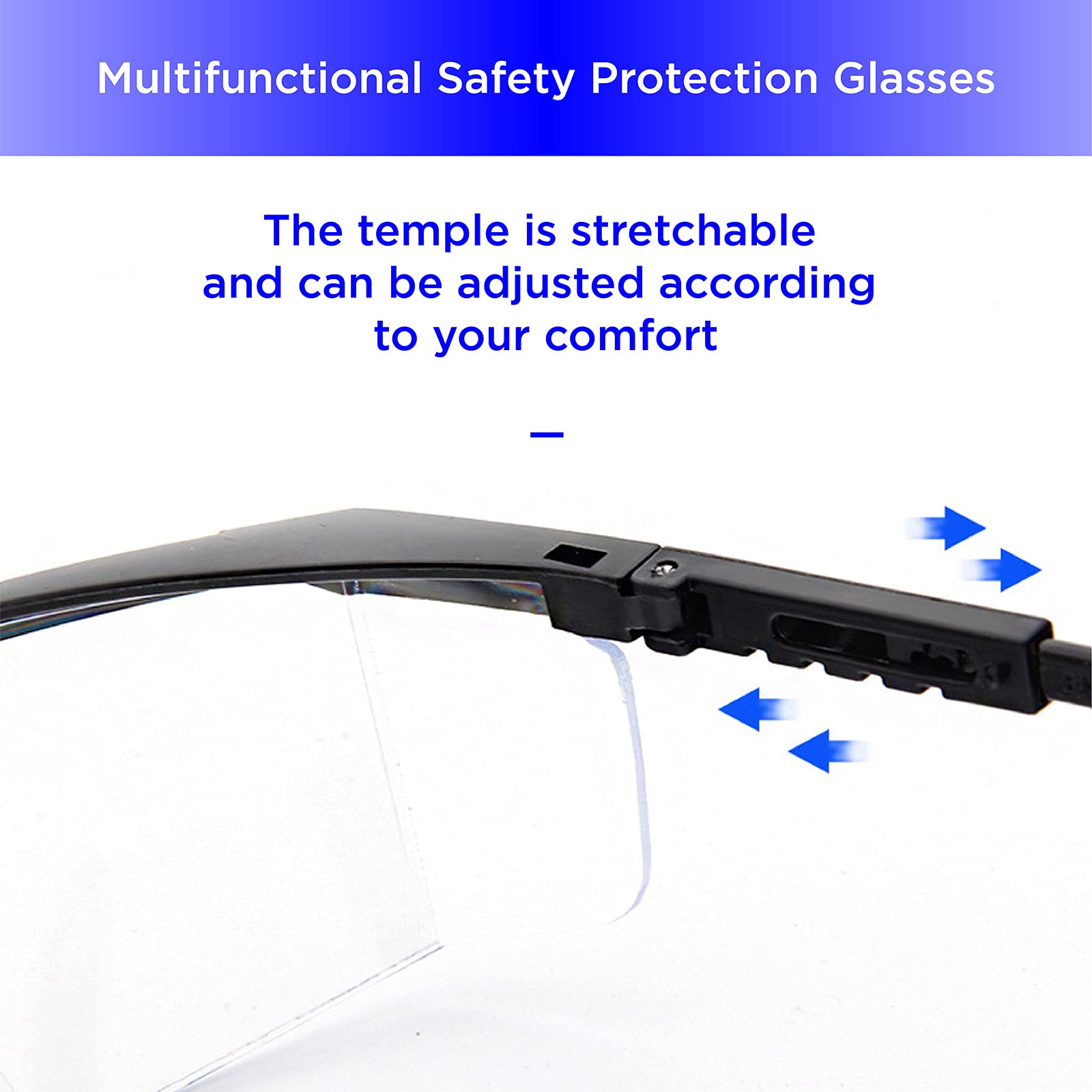 Locsee Safety Glasses, Safety Goggles, Adjustable Wide-Vision Protective Glasses, Lightweight Clear Fog-Proof Protective Eyewear