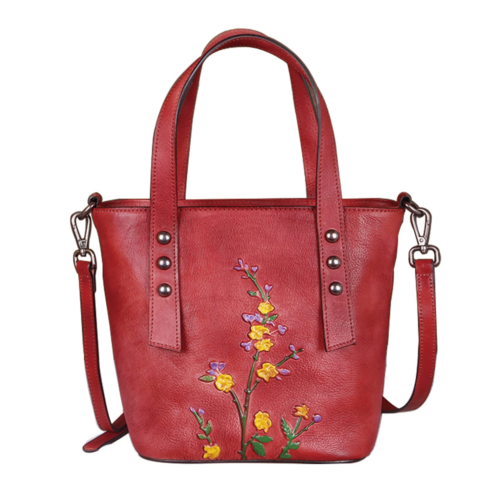 Retro Fashion Designer Shoulder Bag Soft Leather Women'S Crossbody Bag (Red)