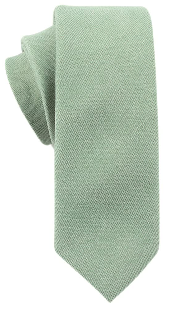 Men Skinny Sage Green Ties Cotton Timeless Narrow Width Best Wedding Neckties for Grooms