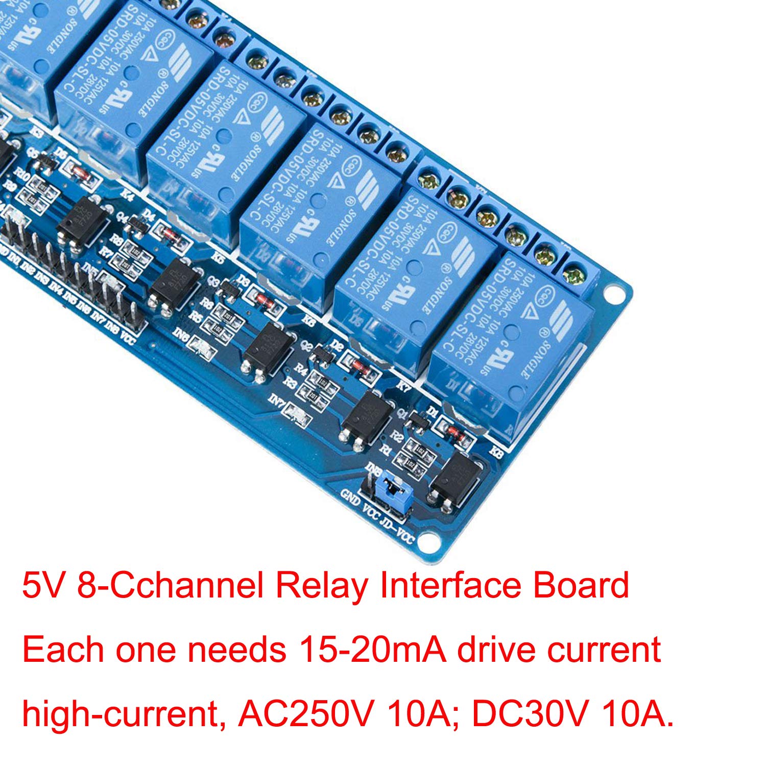 Lystin 8 Channel DC 5V DC 230V Relay Module Control Board with Optocoupler for UNO R3 MEGA 2560 1280 DSP ARM PIC AVR TTL Logic STM32 Raspberry Pi