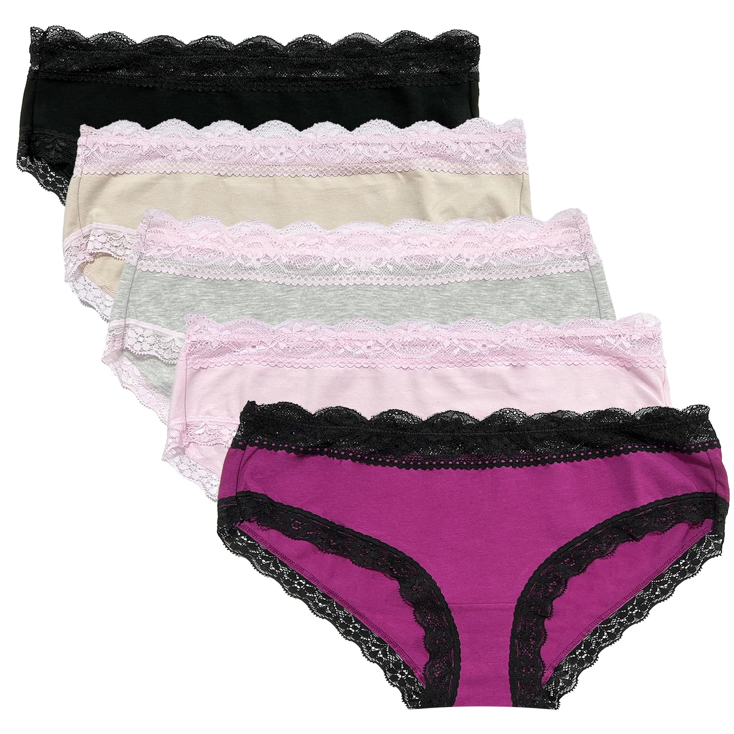 LYYTHAVON Women’s Underwear Breathable Cotton Brief Ladies Panties (Cotton F,5 Pack, Medium)