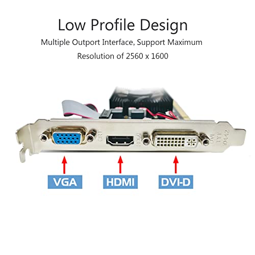 QTHREE AMD Radeon R5 230 Graphics Card,2GB,64 Bits,GDDR3,VGA,DVI,HDMI,625MHz Core Frequency Video Card for PC,Computer GPU,PCI-Express X16,DirectX 11,Low Profile