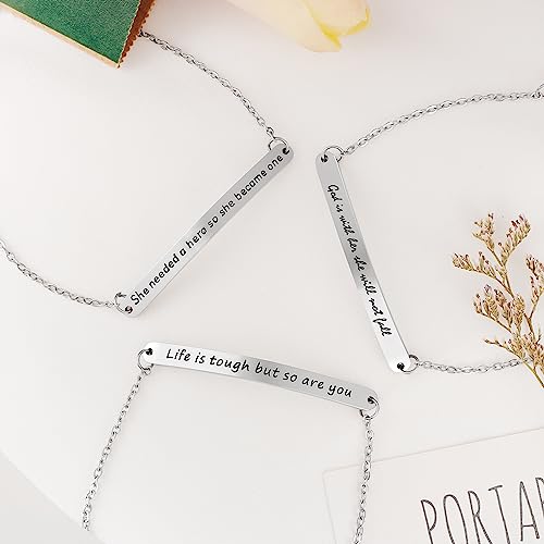 JoycuFF Christian Bracelets for Women Inspirational Chain ID Bar Bangle Bible Verse Personalized Gifts God is Within Her She Will not Fall