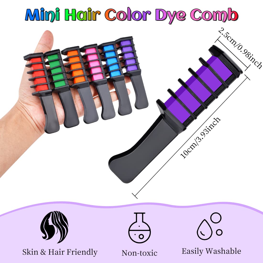 Temporary Hair Chalk Color Kit for Girls - Washable Dye and Makeup for Kids' Cosplay, DIY, Birthdays, Easter
