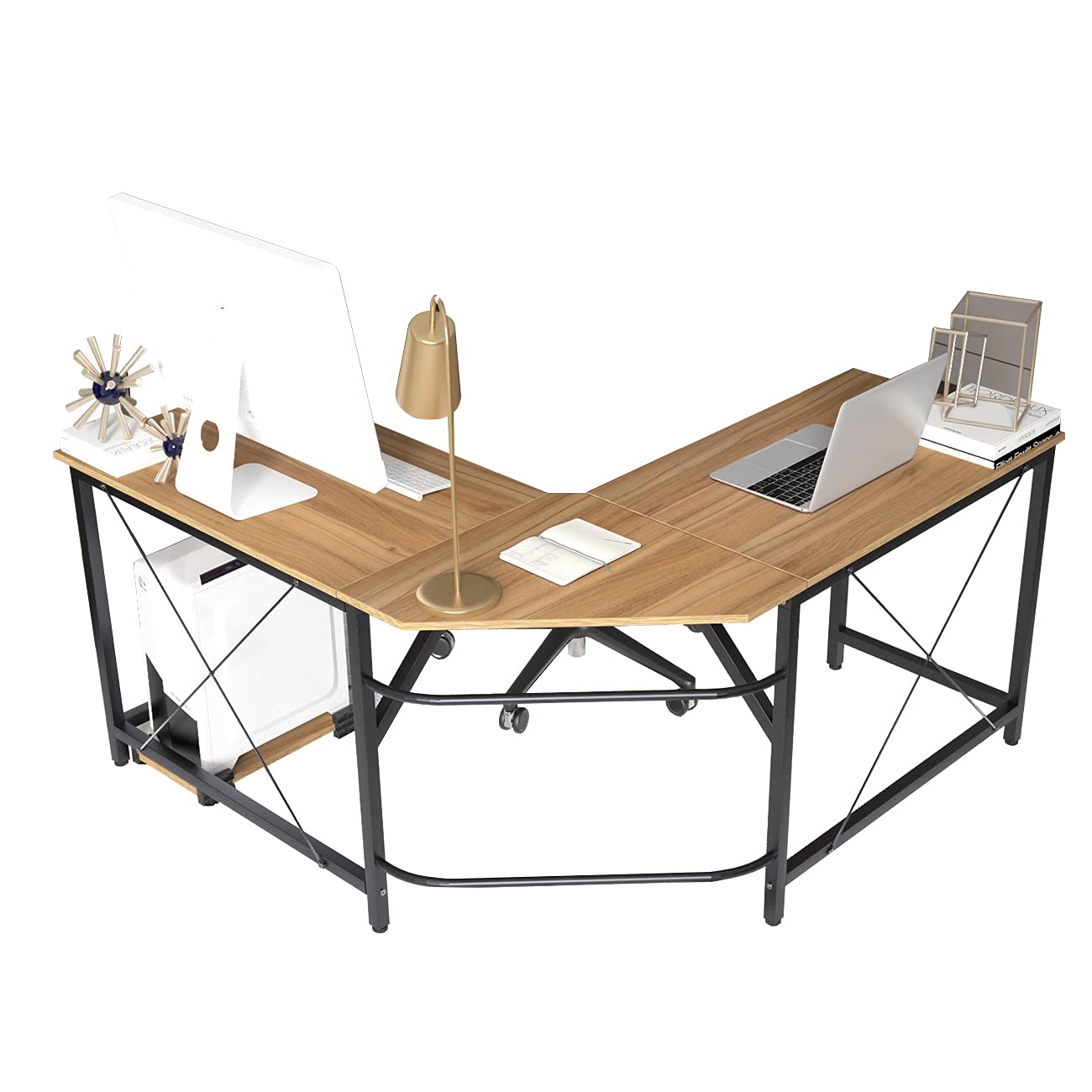 L Shaped Desk, Large L Shaped Computer Desk Office Desk, 59+59 inch L Shaped Gaming Desk with CPU Stand, Sturdy Corner Gaming Desk Writing Desk L Shaped Workstation Desks for Home Office Corner