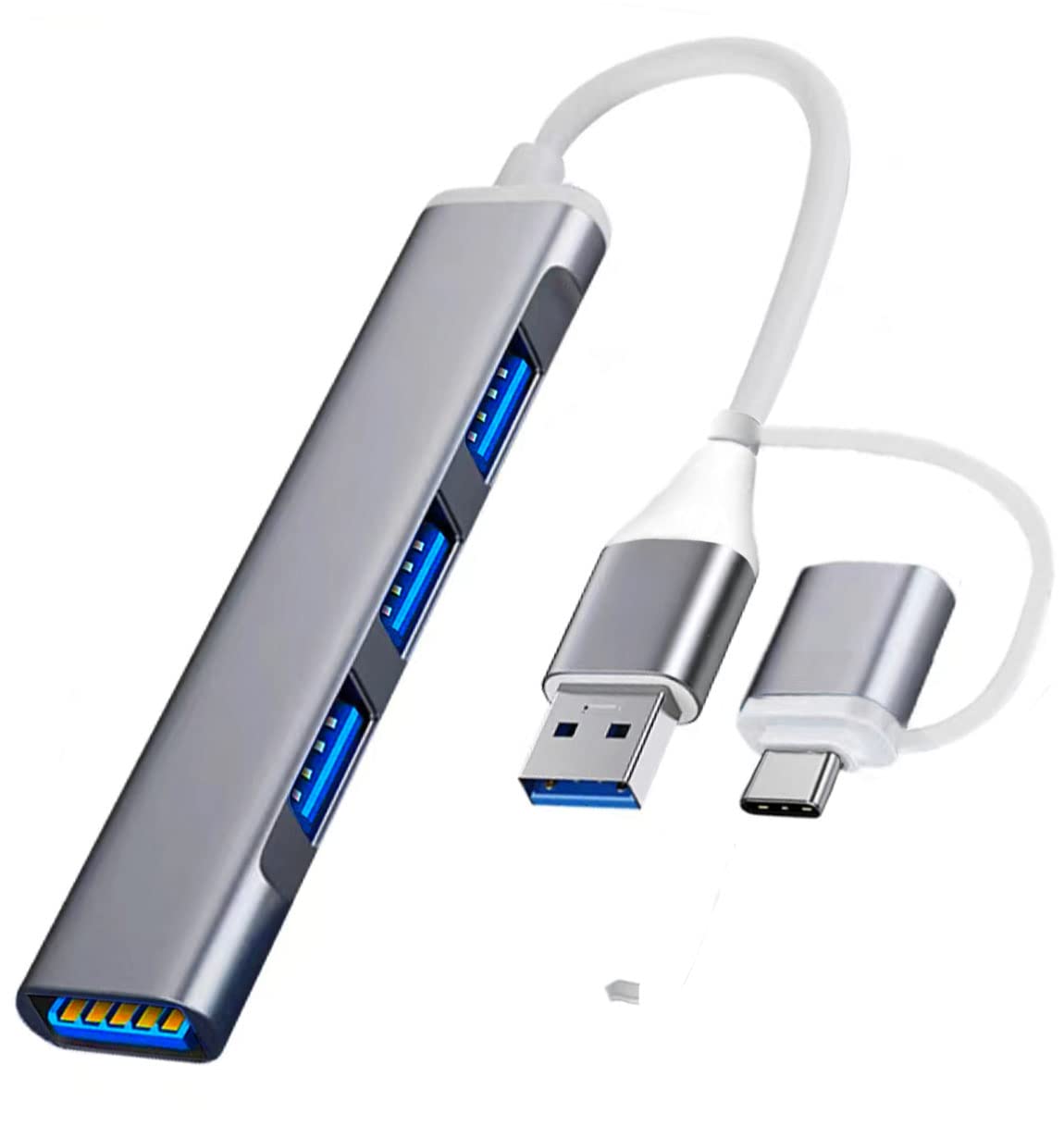 USB C to USB Hub 4 Ports, Siawclub USB 3.0 Hub with a Type C to USB Adapter, Thunderbolt 3 to USB Hub Compatible with Thunderbolt 4 MacBook Pro, Pad Pro, Mac, Surface, Grey