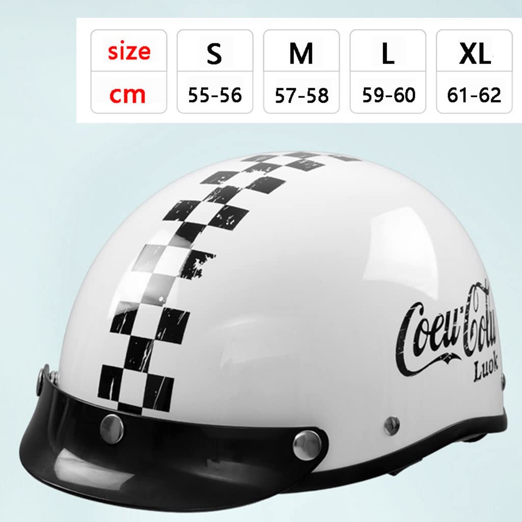 Motorcycle German Style Half Helmet, with Goggles Skull Cap Open Face Helmet, DOT Approved for Adults Unisex Cruiser ATV Scooter Chopper Electric Bicycle Helmet , Suitable for All Seasons-E-Large