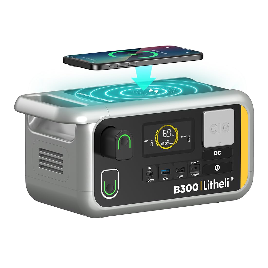 Litheli Portable Power Station B300, 299Wh Backup Lithium Battery, 300W Pure Sine Wave AC Outlets with 100W PD Fast Charging, Litheli Solar Generator for Outdoor Camping, Emergency.