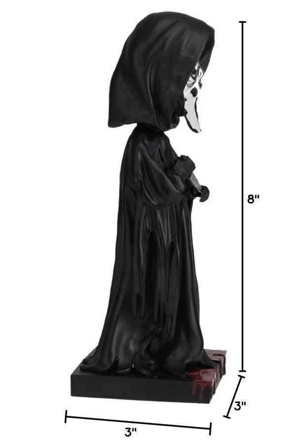 Royal Bobbles Ghost Face with Silver Chrome Mask Collectible Bobblehead Statue