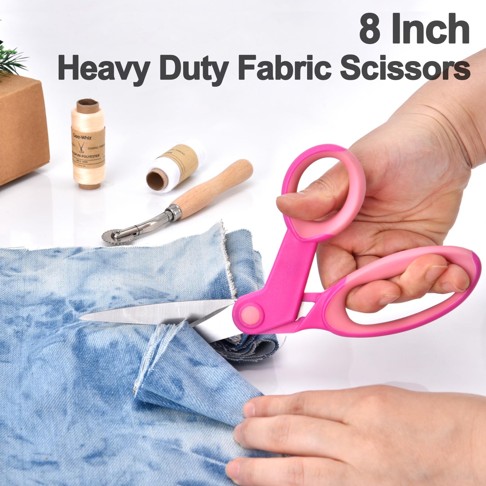 Zicolu Premium Sewing Scissors Bundle, 8" Heavy Duty Fabric Scissors, 5" Detail Embroidery Scissors, 4" Small Selvedge Scissors, 5" Thread Snips, Tailoring, Dressmaking, Quilting, Arts&Craft Supplies