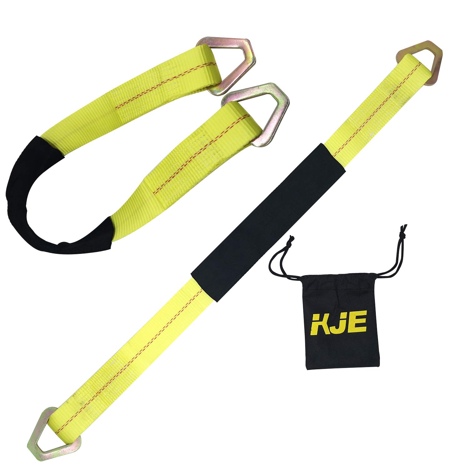 KJE Axle Tie Down Strap, 2"X36" Premium Axle Tie Down Strap with D-Ring Up to 10000lbs Capacity and Protective Sleeve-High Tension Proof & Heavy-Duty (1PSC x 10000LBS)