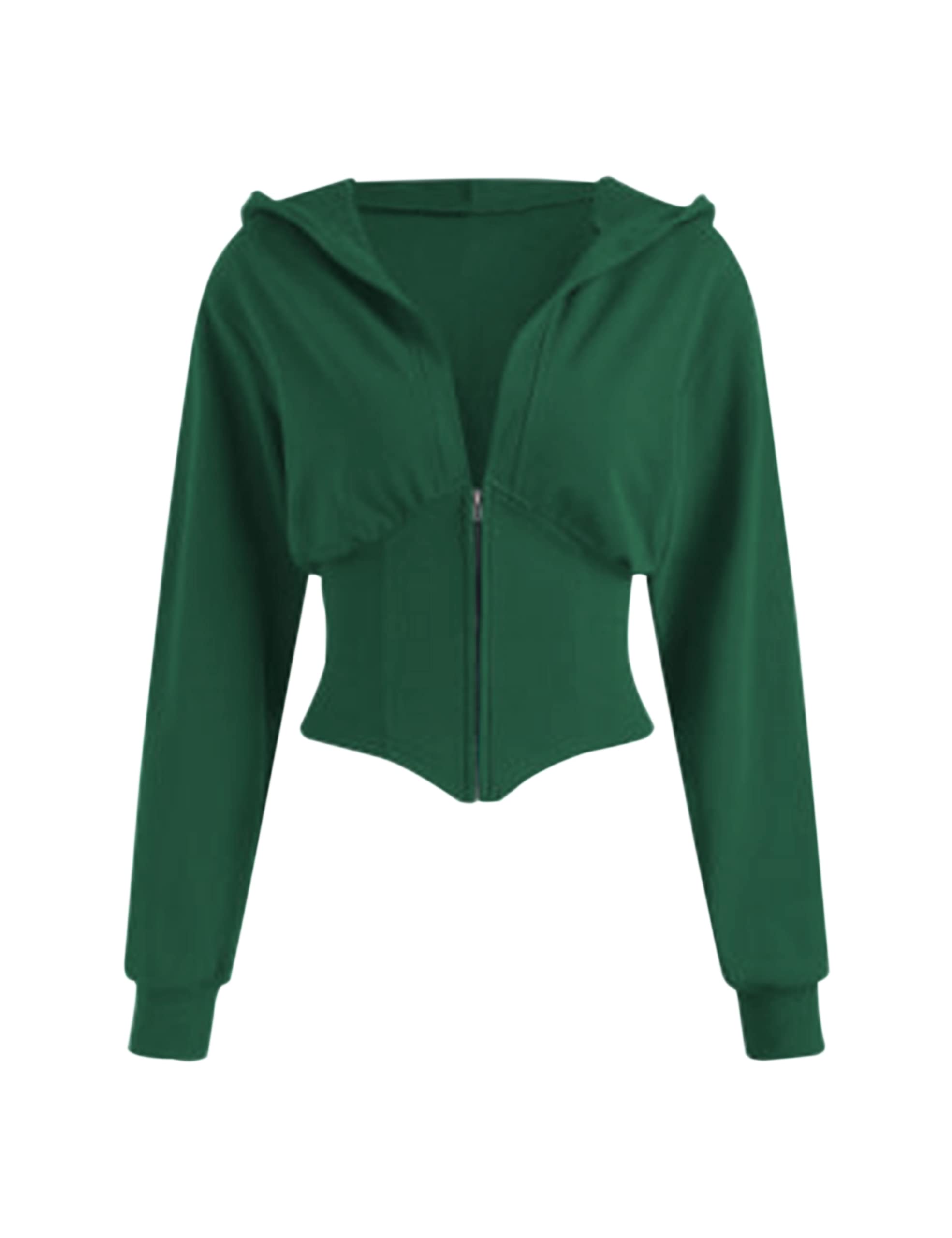 MISSACTIVER Women's Half Zipper Corset Crop Sweatshirt Asymmetrical Hem Solid V-Neck Drop Shoulder Ruched Crop Hoodie Tops Apricot