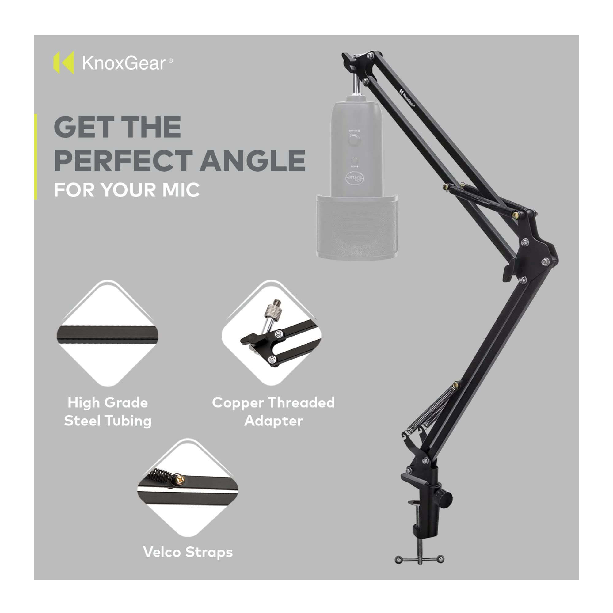 Knox Gear Microphone Suspension Studio and Home Recording Podcasting Mic Stand (Fits All Microphones and Shock Mounts)