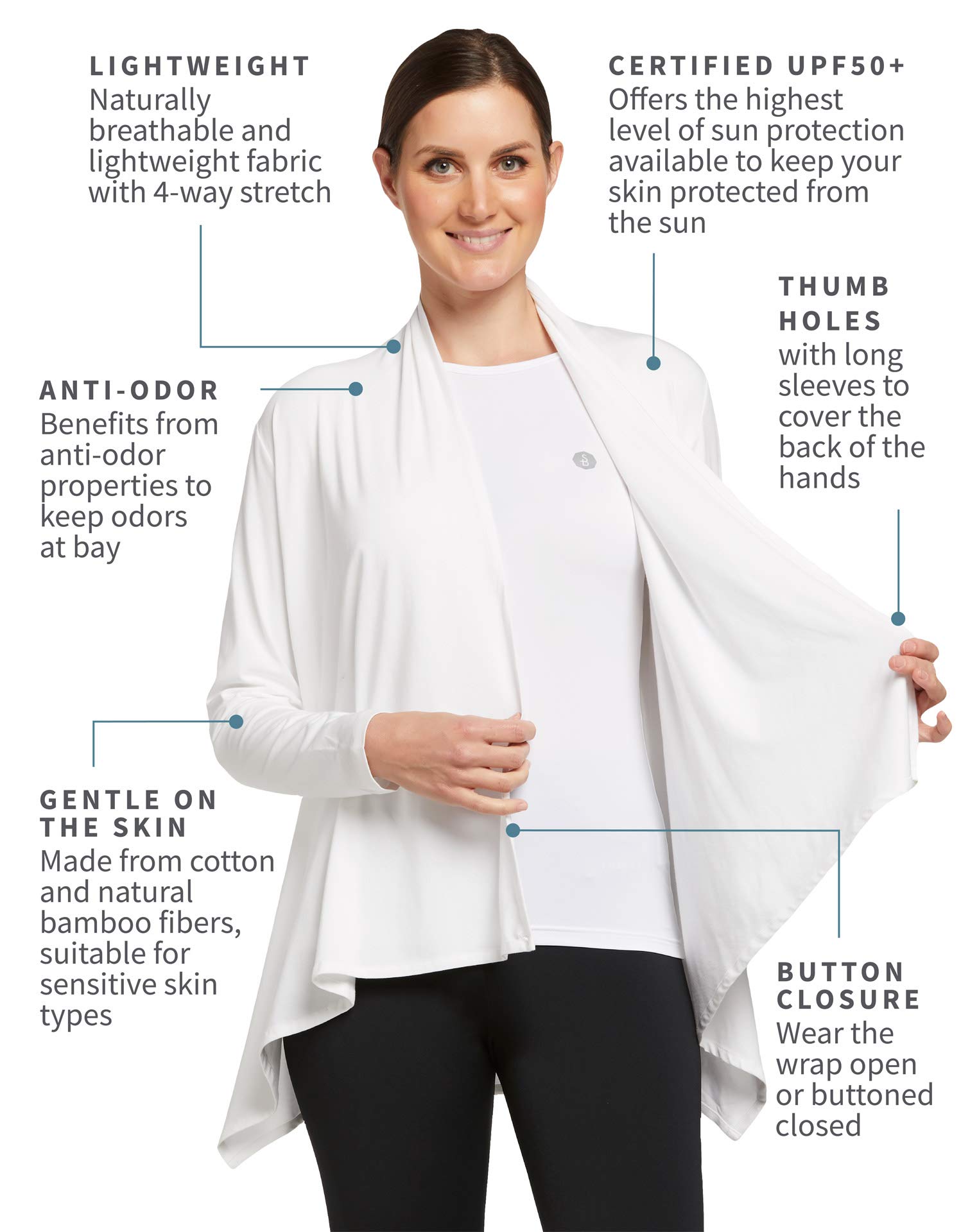 Solbari UPF 50+ Sun Protective Luxe Sun Wrap β Small/Medium, White