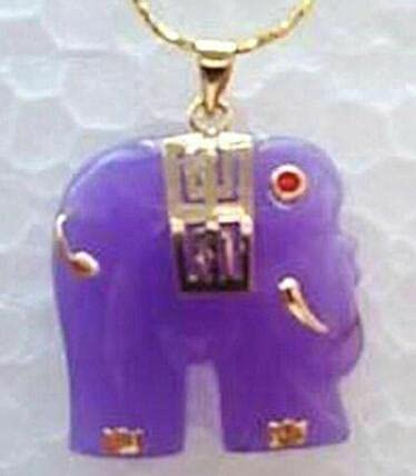 NVTHINH Charming! 25x25mm Purple Jade Elephant Pendant Necklace AAA Grade (Gem Color: green)